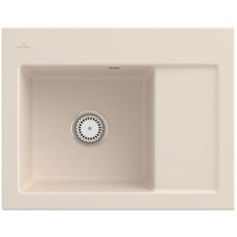 Villeroy & Boch Villeroy und Boch Subway 45 Compact Einbausp&uuml;le 331201FU links, mit Ablaufgarnitur, Handbet&auml;tigung, 650 x 510 mm, ivory CeramicPlus