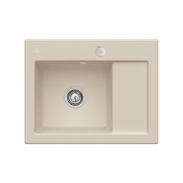 Villeroy & Boch Villeroy und Boch Subway 45 Compact Einbausp&uuml;le 331202AM links, mit Ablaufgarnitur, Excenterbet&auml;tigung, 650 x 510 mm, almond CeramicPlus
