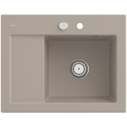 Villeroy & Boch Villeroy und Boch Subway 45 Compact Einbausp&uuml;le 331302AM rechts, mit Ablaufgarnitur, Excenterbet&auml;tigung, 650 x 510 mm, almond CeramicPlus