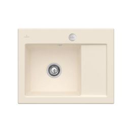 Villeroy & Boch Villeroy und Boch Subway 45 Compact Einbausp&uuml;le 331202FU links, mit Ablaufgarnitur, Excenterbet&auml;tigung, 650 x 510 mm, ivory CeramicPlus