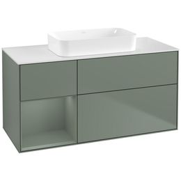 Villeroy & Boch Villeroy und Boch Finion Waschtischunterschrank G701GMGM 120x60,3x50,1cm, Regal rechts Olive Matt Lacquer, Olive Matt Lacquer