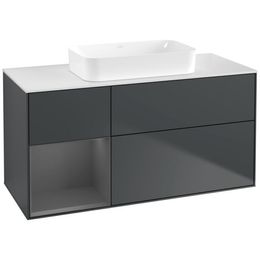 Villeroy & Boch Villeroy und Boch Finion Waschtischunterschrank G701GKHG 120x60,3x50,1cm, Regal rechts Anthracite matt, Midnight Blue Matt Lacquer