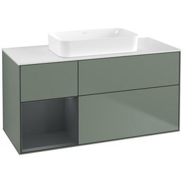 Villeroy & Boch Villeroy und Boch Finion Waschtischunterschrank G701HGGM 120x60,3x50,1cm, Regal rechts Midnight Blue Matt Lacquer, Olive Matt Lacquer