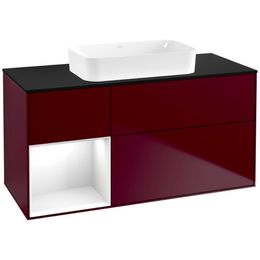 Villeroy & Boch Villeroy und Boch Finion Waschtischunterschrank F702GFHB 120x60,3x50,1cm, Regal links Glossy white lacquer, Peony Matt