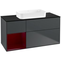 Villeroy & Boch Villeroy und Boch Finion Waschtischunterschrank F702HBHG 120x60,3x50,1cm, Regal links Peony, Midnight Blue Matt Lacquer