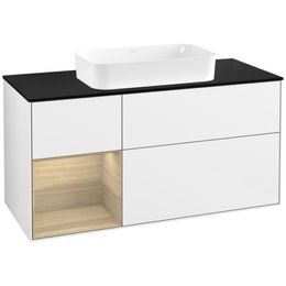 Villeroy & Boch Villeroy und Boch Finion Waschtischunterschrank F702PCGF 120x60,3x50,1cm, Regal links Oak Veneer, Glossy white lacquer