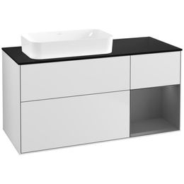 Villeroy & Boch Villeroy und Boch Finion Waschtischunterschrank G692GKMT 120x60,3x50,1cm, Regal rechts Anthracite matt, White matt lacquer