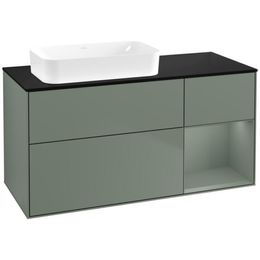 Villeroy & Boch Villeroy und Boch Finion Waschtischunterschrank G692GMGM 120x60,3x50,1cm, Regal rechts Olive Matt Lacquer, Olive Matt Lacquer