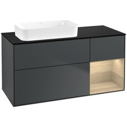 Villeroy & Boch Villeroy und Boch Finion Waschtischunterschrank G692PCHG 120x60,3x50,1cm, Regal rechts Oak Veneer, Midnight Blue Matt Lacquer