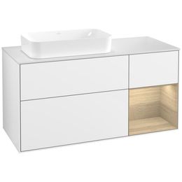 Villeroy & Boch Villeroy und Boch Finion Waschtischunterschrank G691PCGF 120x60,3x50,1cm, Regal rechts Oak Veneer, Glossy white lacquer