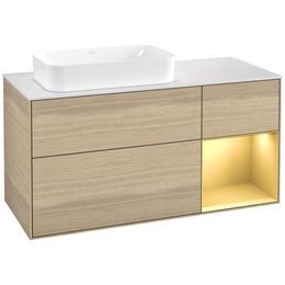 Villeroy & Boch Villeroy und Boch Finion Waschtischunterschrank G691HFPC 120x60,3x50,1cm, Regal rechts Gold matt, Oak Veneer
