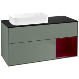 Villeroy & Boch Villeroy und Boch Finion Waschtischunterschrank F692HBGM 120x60,3x50,1cm, Regal rechts Peony, Olive Matt Lacquer