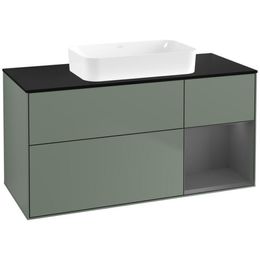 Villeroy & Boch Villeroy und Boch Finion Waschtischunterschrank G712GKGM 120x60,3x50,1cm, Regal rechts Anthracite matt, Olive Matt Lacquer