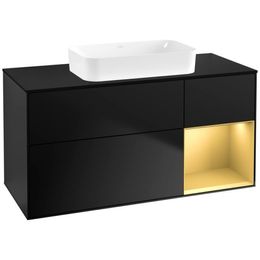 Villeroy & Boch Villeroy und Boch Finion Waschtischunterschrank G712HFPD 120x60,3x50,1cm, Regal rechts Gold matt, Black matt lacquer