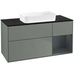 Villeroy & Boch Villeroy und Boch Finion Waschtischunterschrank G712HGGM 120x60,3x50,1cm, Regal rechts Midnight Blue Matt Lacquer, Olive Matt Lacquer