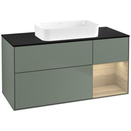 Villeroy & Boch Villeroy und Boch Finion Waschtischunterschrank G712PCGM 120x60,3x50,1cm, Regal rechts Oak Veneer, Olive Matt Lacquer