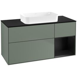 Villeroy & Boch Villeroy und Boch Finion Waschtischunterschrank G712PDGM 120x60,3x50,1cm, Regal rechts Black matt lacquer, Olive Matt Lacquer