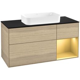 Villeroy & Boch Villeroy und Boch Finion Waschtischunterschrank F712HFPC 120x60,3x50,1cm, Regal rechts Gold matt, Oak Veneer