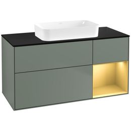 Villeroy & Boch Villeroy und Boch Finion Waschtischunterschrank F712HFGM 120x60,3x50,1cm, Regal rechts Gold matt, Olive Matt Lacquer