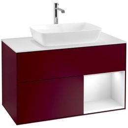 Villeroy & Boch Villeroy und Boch Finion Waschtischunterschrank F781GFHB 100cm, Abdeckplatte white matt, Regale Glossy white lacquer, Peony Matt
