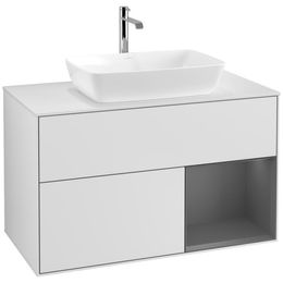 Villeroy & Boch Villeroy und Boch Finion Waschtischunterschrank F781GKMT 100cm, Abdeckplatte white matt, Regale Anthracite matt lacquer, White matt lacquer