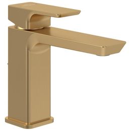 Villeroy & Boch Villeroy und Boch Subway 3.0 Einhebel-Waschtischarmatur TVW11200200076 mit Zugstangen-Ablaufgarnitur, brushed gold