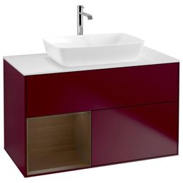 Villeroy & Boch Villeroy und Boch Finion Waschtischunterschrank G771GNHB 100cm, Abdeckplatte white matt, Emotion, Regale Walnut Veneer, Peony Matt