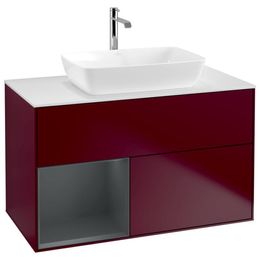 Villeroy & Boch Villeroy und Boch Finion Waschtischunterschrank G771HGHB 100cm, Abdeckplatte white matt, Emotion, Regale Midnight matt lacquer, Peony Matt