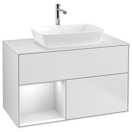 Villeroy & Boch Villeroy und Boch Finion Waschtischunterschrank G771MTMT 100cm, Abdeckplatte white matt, Emotion, Regale White matt lacquer, White matt lacquer