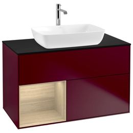 Villeroy & Boch Villeroy und Boch Finion Waschtischunterschrank G772PCHB 100cm, Abdeckplatte black matt, Emotion, Regale Oak Veneer, Peony Matt