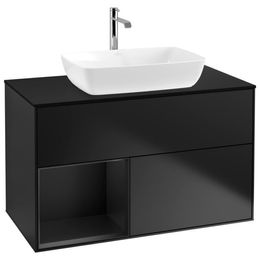 Villeroy & Boch Villeroy und Boch Finion Waschtischunterschrank G772PDPD 100cm, Abdeckplatte black matt, Emotion, Regale Black matt lacquer, Black matt lacquer