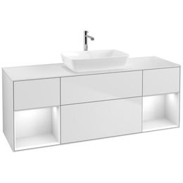 Villeroy & Boch Villeroy und Boch Finion Waschtischunterschrank F861GFMT 160cm, Abdeckplatte white matt, Regale Glossy white lacquer, White matt lacquer