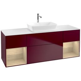 Villeroy & Boch Villeroy und Boch Finion Waschtischunterschrank F861PCHB 160cm, Abdeckplatte white matt, Regale Oak Veneer, Peony Matt