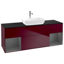 Villeroy & Boch Villeroy und Boch Finion Waschtischunterschrank G862GKHB 160cm, Abdeckplatte black matt, Emotion, Regale Anthracite matt lacquer, Peony Matt