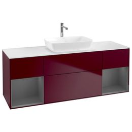 Villeroy & Boch Villeroy und Boch Finion Waschtischunterschrank G861GKHB 160cm, Abdeckplatte white matt, Emotion, Regale Anthracite matt lacquer, Peony Matt