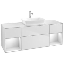 Villeroy & Boch Villeroy und Boch Finion Waschtischunterschrank G861MTMT 160cm, Abdeckplatte white matt, Emotion, Regale White matt lacquer, White matt lacquer
