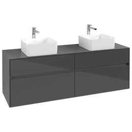 Villeroy & Boch Villeroy und Boch Collaro Waschtischunterschrank C05200FP 160 x 54,8 x 50 cm, f&uuml;r 2 Waschtische, Glossy Grey