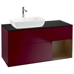 Villeroy & Boch Villeroy und Boch Finion Waschtischunterschrank G812GNHB 120cm, Abdeckplatte black matt, Emotion, Regale Walnut Veneer, Peony Matt