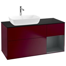 Villeroy & Boch Villeroy und Boch Finion Waschtischunterschrank G812HGHB 120cm, Abdeckplatte black matt, Emotion, Regale Midnight matt lacquer, Peony Matt