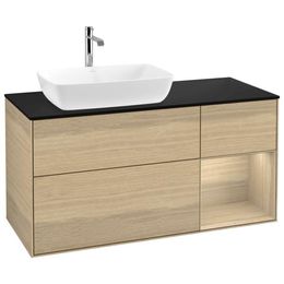 Villeroy & Boch Villeroy und Boch Finion Waschtischunterschrank G812PCPC 120cm, Abdeckplatte black matt, Emotion, Regale Oak Veneer, Oak Veneer