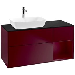 Villeroy & Boch Villeroy und Boch Finion Waschtischunterschrank F812HBHB 120cm, Abdeckplatte black matt, Regale Peony matt lacquer, Peony Matt