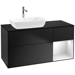 Villeroy & Boch Villeroy und Boch Finion Waschtischunterschrank F812MTPD 120cm, Abdeckplatte black matt, Regale White matt lacquer, Black matt lacquer