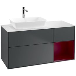 Villeroy & Boch Villeroy und Boch Finion Waschtischunterschrank F811HBHG 120cm, Abdeckplatte white matt, Regale Peony matt lacquer, Midnight Blue Matt Lacquer