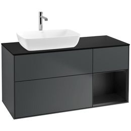 Villeroy & Boch Villeroy und Boch Finion Waschtischunterschrank F812PDHG 120cm, Abdeckplatte black matt, Regale Black matt lacquer, Midnight Blue Matt Lacquer