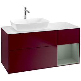 Villeroy & Boch Villeroy und Boch Finion Waschtischunterschrank F811GMHB 120cm, Abdeckplatte white matt, Regale Olive matt lacquer, Peony Matt