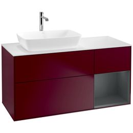 Villeroy & Boch Villeroy und Boch Finion Waschtischunterschrank F811HGHB 120cm, Abdeckplatte white matt, Regale Midnight matt lacquer, Peony Matt