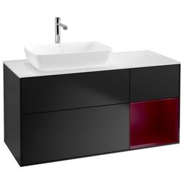 Villeroy & Boch Villeroy und Boch Finion Waschtischunterschrank G811HBPD 120cm, Abdeckplatte white matt, Emotion, Regale Peony matt lacquer, Black matt lacquer