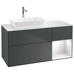 Villeroy & Boch Villeroy und Boch Finion Waschtischunterschrank G811GFHG 120cm, Abdeckplatte white matt, Emotion, Regale Glossy white lacquer, Midnight Blue Matt Lacquer