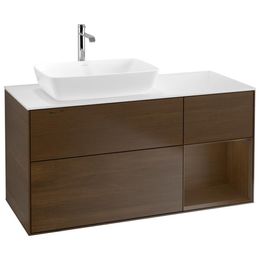 Villeroy & Boch Villeroy und Boch Finion Waschtischunterschrank G811GNGN 120cm, Abdeckplatte white matt, Emotion, Regale Walnut Veneer, Walnut veneer