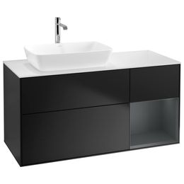 Villeroy & Boch Villeroy und Boch Finion Waschtischunterschrank G811HGPD 120cm, Abdeckplatte white matt, Emotion, Regale Midnight matt lacquer, Black matt lacquer